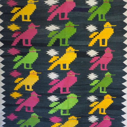 Pictorial Dhurrie with Birds and Tigers | RocheCowardAntiques