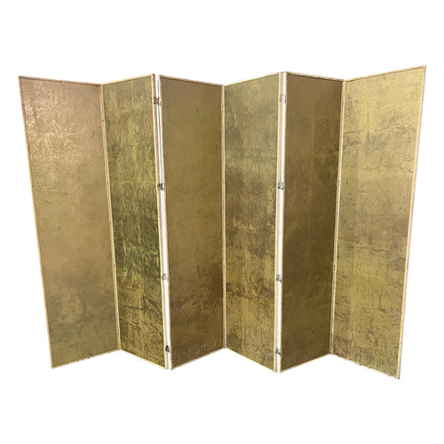 Midcentury 6 Panel Gold and Silver Leaf Tea Paper Screen ...