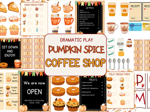 Pumpkin Spice Dramatic Play Café Printable | Fall Preschool Activities ...