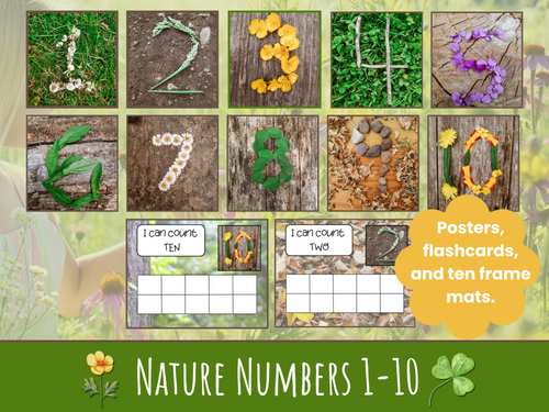 Nature Numbers 1-10 with ten frames preschool nature printables | Mom ...