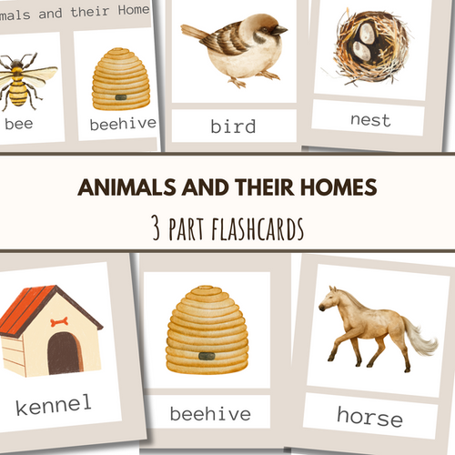 11X 3 PART FLASHCARDS ANIMALS AND THEIR HOMES | Mom Life Uplifted