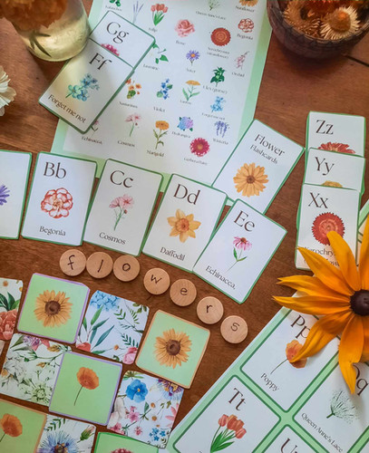 A-Z flower flashcards nature study | Mom Life Uplifted