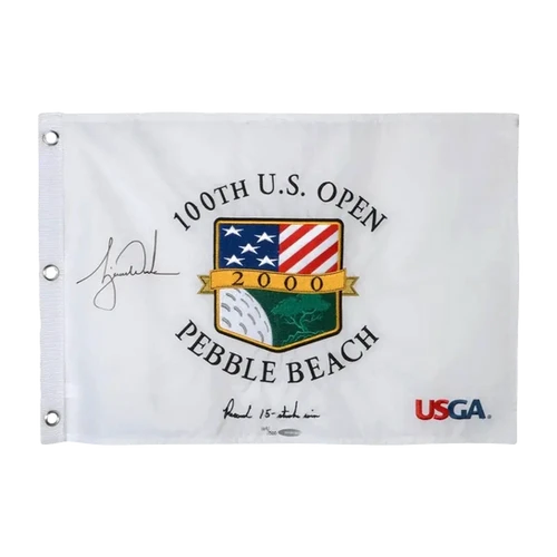 Drapeau de golf du 100e US Open 2000 signé et dédicacé par Tiger Woods ...