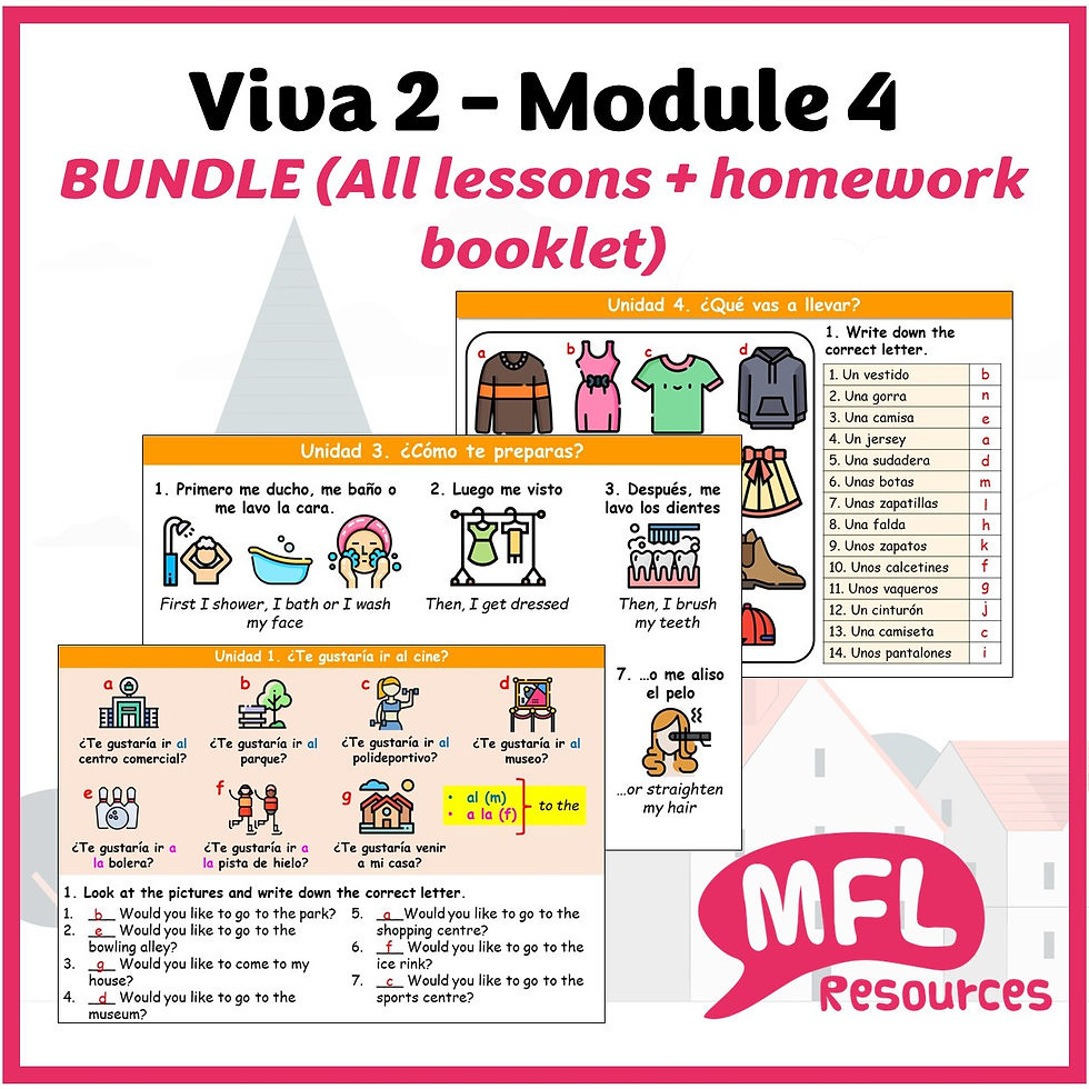 Viva 2 - Module 4 (¿Qué hacemos?) - Bundle of all lessons + homework booklet | MFL Resources