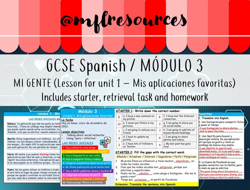 GCSE lesson - Module 3 - Unit 1 - Mis aplicaciones favoritas | MFL ...