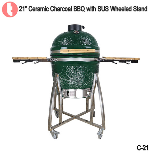 C-21, 21 Inches SUS Cart Charcoal Kamado Smoked BBQ Grill | Tycentre ...