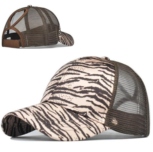 White Tiger Ponytail Cap | Ponytail Caps Aust