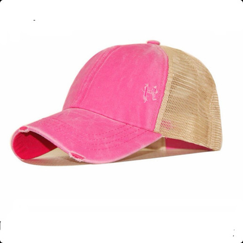 Vintage (soft top) Ponytail Cap - Pink | Ponytail Caps Aust