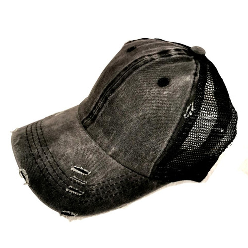 Vintage (Soft top) Ponytail Cap -Black | Ponytail Caps Aust