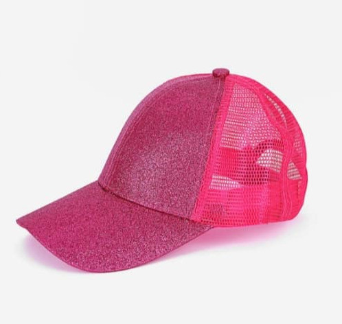 Kids Glitter Ponytail Cap -Hot Pink | Ponytail Caps Aust