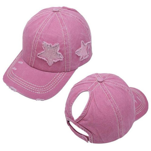 Lucky Star Ponytail Cap - Pink | Ponytail Caps Aust