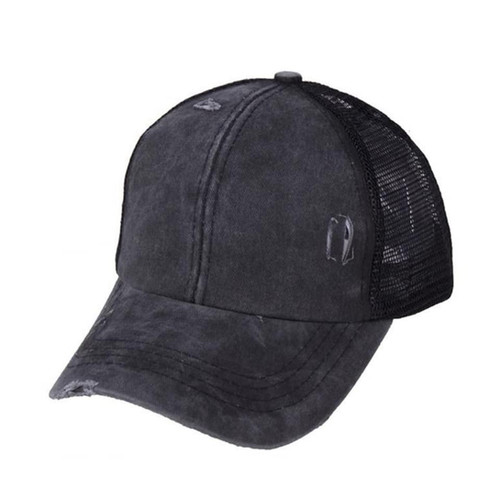'Distressed' Ponytail Cap - Coal | Ponytail Caps Aust