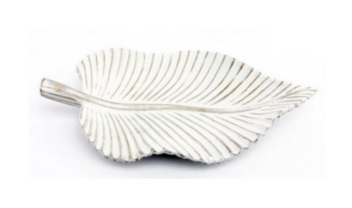 Antique White Leaf Tray - 35cm | Snow Oak Home