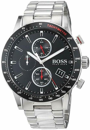 Mens Hugo Boss HB1513509 Rafale Black & Red Dial Chronograph Watch ...