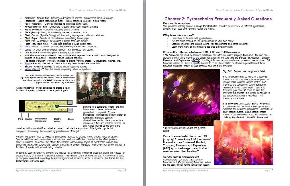 Close Proximity Indoor Pyrotechnics Fireworks Displays Training Book