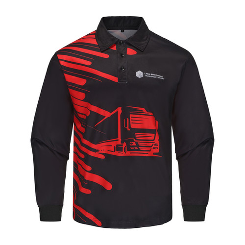 Custom Polo Long Sleeve Shirt (Liew Brothers Transportation) | Apparel ...