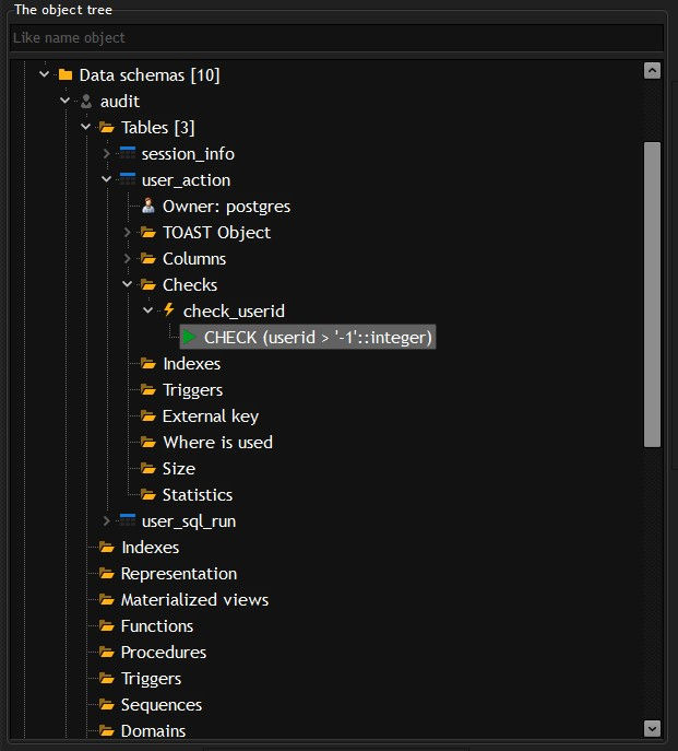PostgreSQL: column check | CerebroSQL