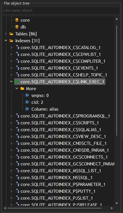 SQLite: tree objects [Indexes] | CerebroSQL