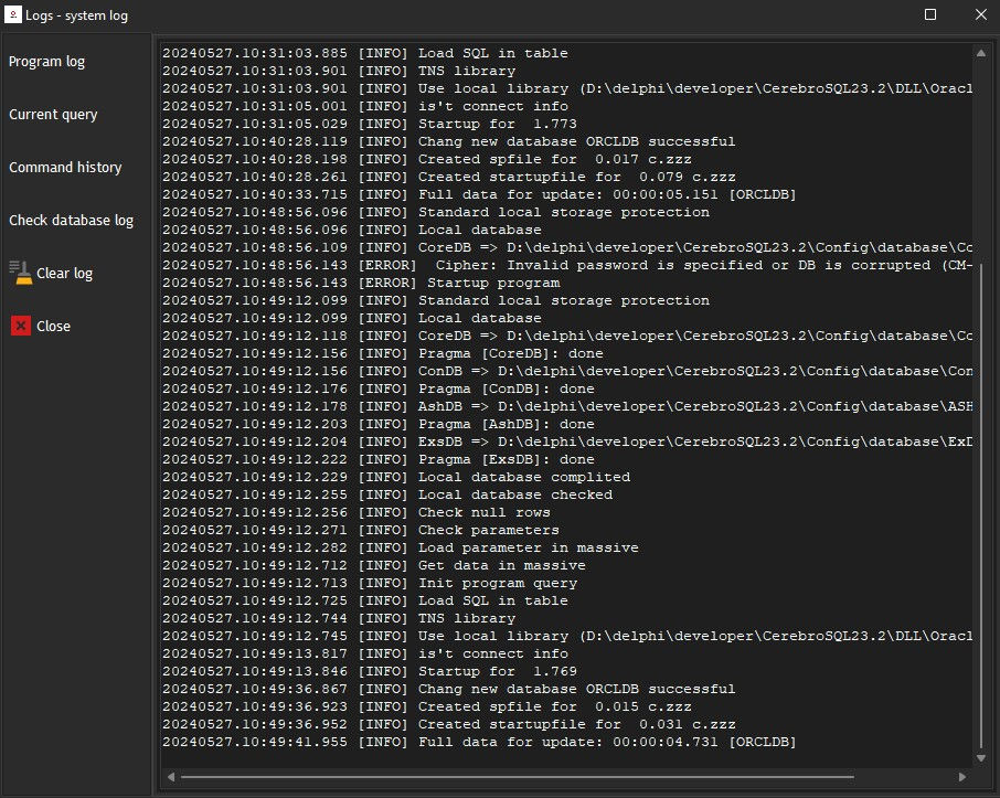 CerebroSQL: logs | CerebroSQL