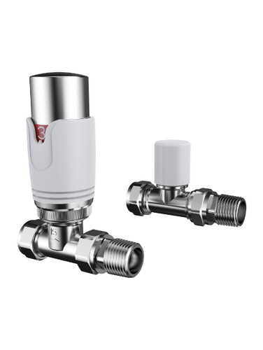 Straight Thermostatic Radiator Valve and Lockshield | VURTU-UK