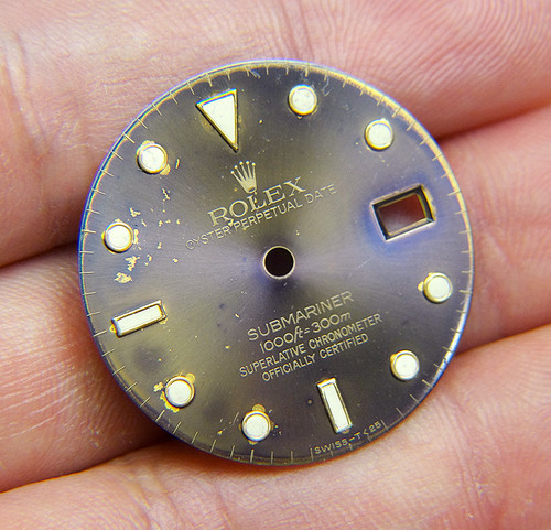 Rolex Submariner Tropical Violet Sunbeam Dial Yellow Gold Tritium Lume ...