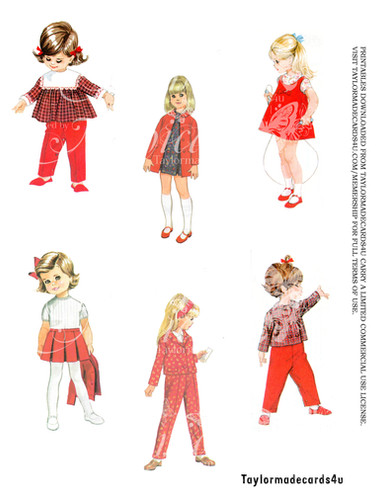 Paper Dolls - Red theme | Taylormadecards4u