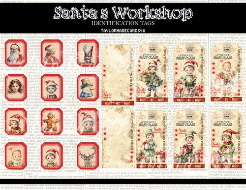 Santa's Workshop ID Tags - Digital Kit | Taylormadecards4u