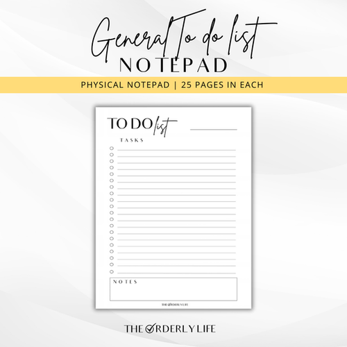 General To-Do List Notepad – Physical Copy | The Orderly Life