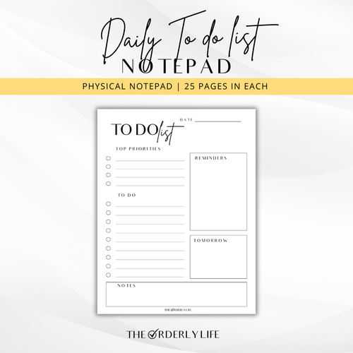 Daily To-Do List Notepad – Physical Copy | The Orderly Life