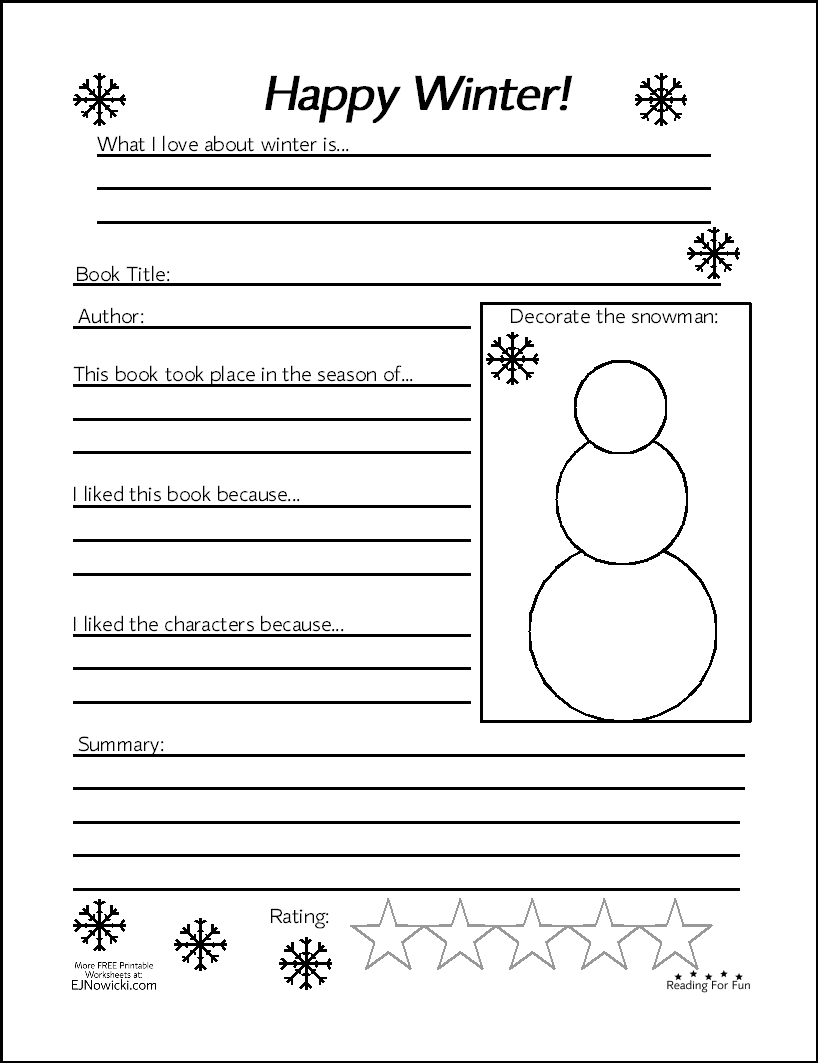 Reading For Fun Book Activity Winter Worksheet reading-for-fun-book-activity-winter-worksheet