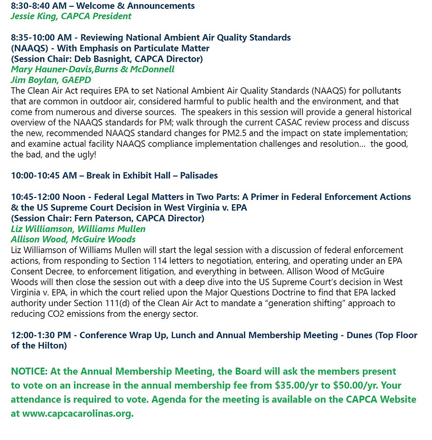 Fall 2022 Agenda | CAPCA