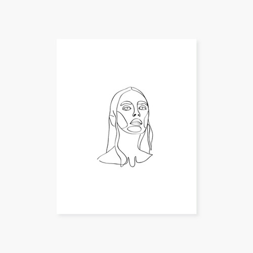 Keep Your Head Up Line Art Portrait | paperchainstationery
