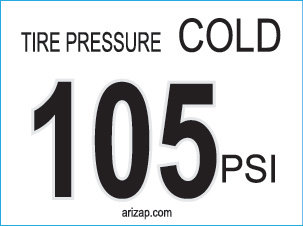 Tire Pressure Sticker 105 PSI White | Az Alignment Product