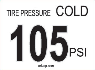 Tire Pressure Sticker 105 PSI White | Az Alignment Product