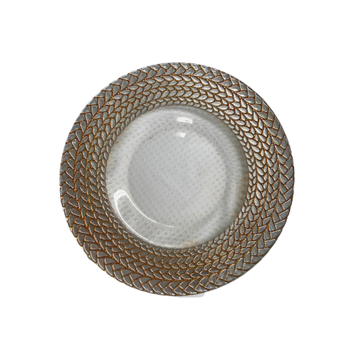 CHARGER GLASS WITH GOLD ROPE RIM | The Perfect Day