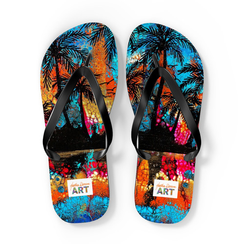 Caribbean Aesthetic Flip Flops | Heather Doram Art