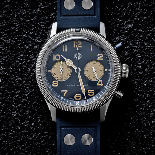 Blue panda pilot stainless steel chronograph watch 39 mm | IXDAO WATCH CO