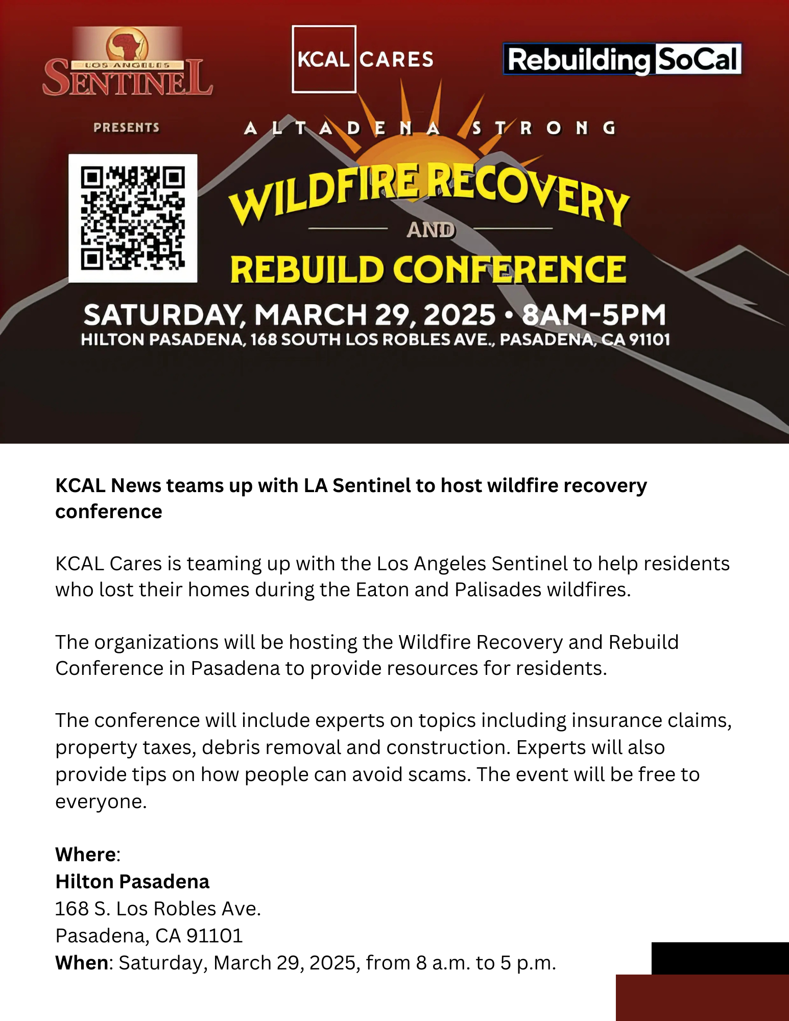 WildFire Recovery and Rebuild Conference ~ Altadena Strong | Burbank ...