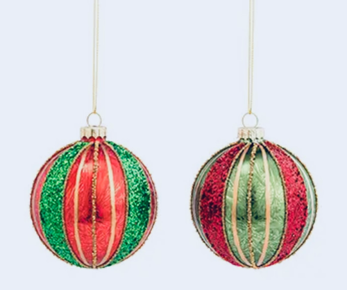 Red and green swirl glass ornament – choice | From My Heart to You