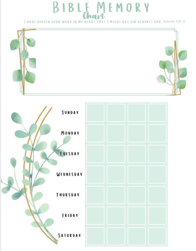 Bible Memory Chart- Leaves | Lamp & Light Living
