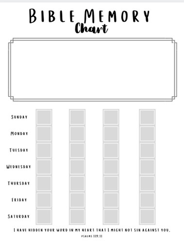 Bible Memory Chart- Black and White | Lamp & Light Living