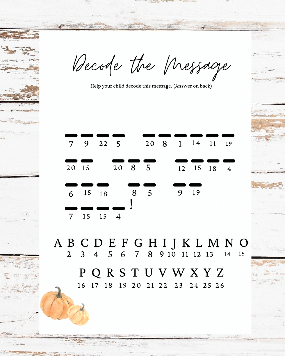 Thanksgiving- Decode the Message For Kids | Lamp & Light Living