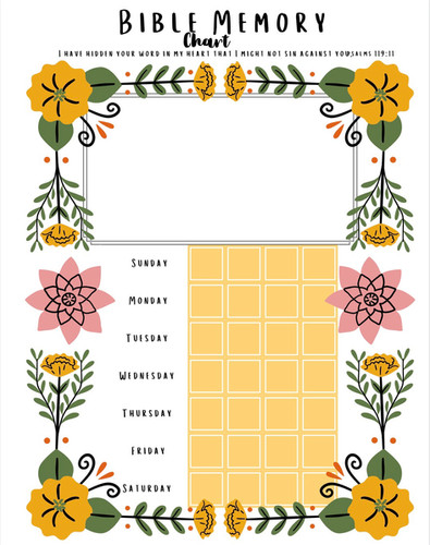 Bible Memory Chart- Flowers | Lamp & Light Living