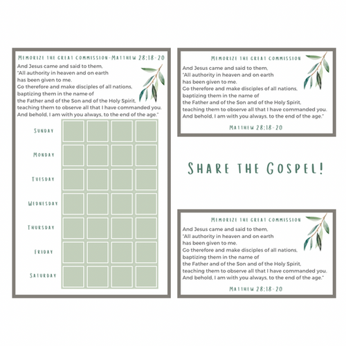 Great Commission Bible Memory Chart and Cards | Lamp & Light Living