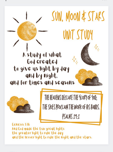 Sun, Moon, and Stars 4 Week Unit Study | Lamp & Light Living