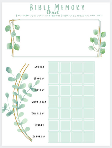 Scripture Memory Chart- Leaves | Lamp & Light Living