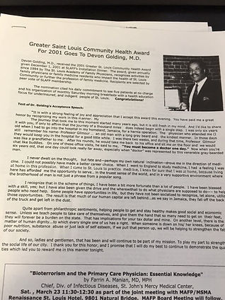 Dr. Devon Golding | Awards and Recognition