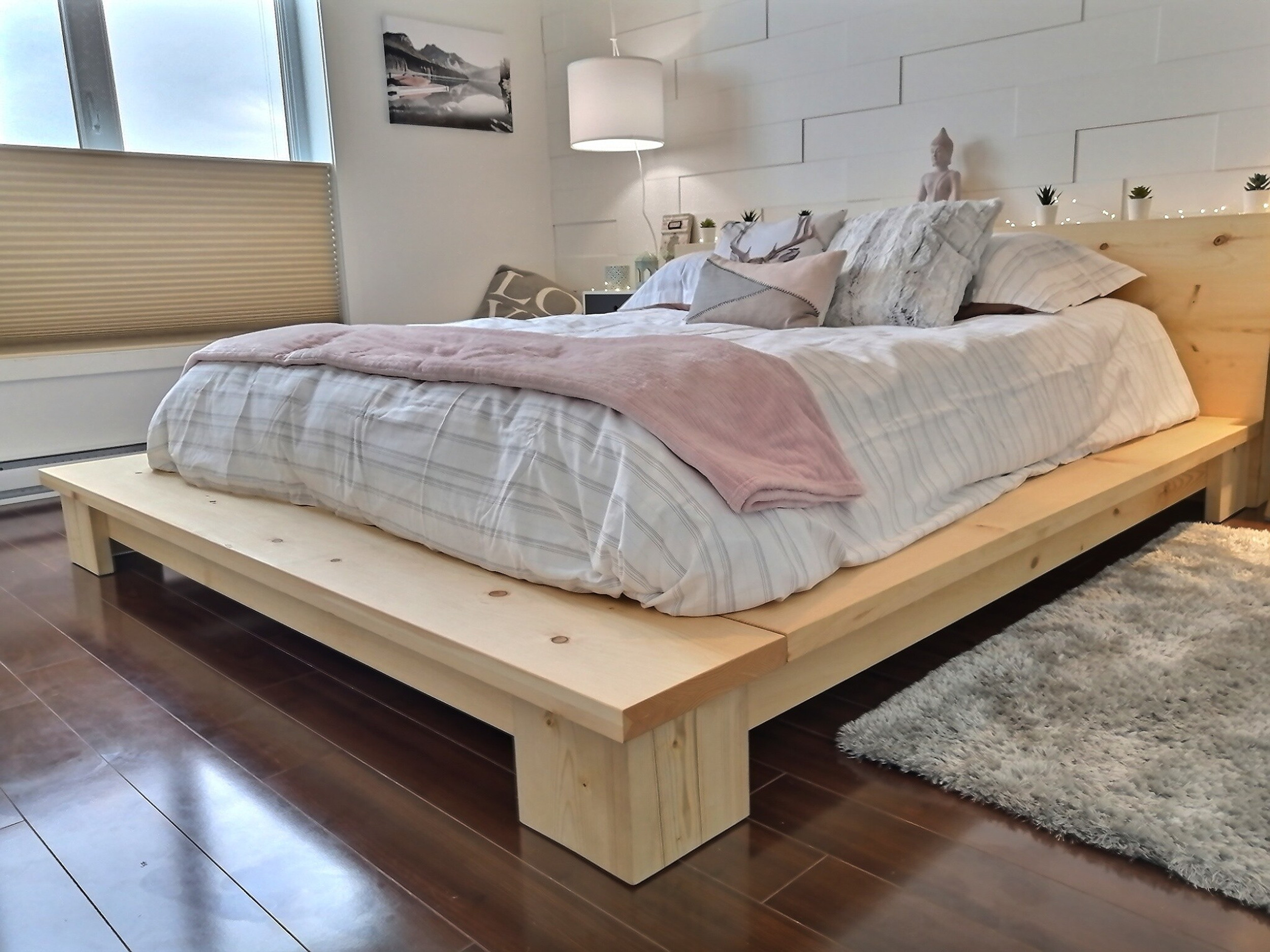 Base de lit plateforme en bois massif L-9 | Lit Zen