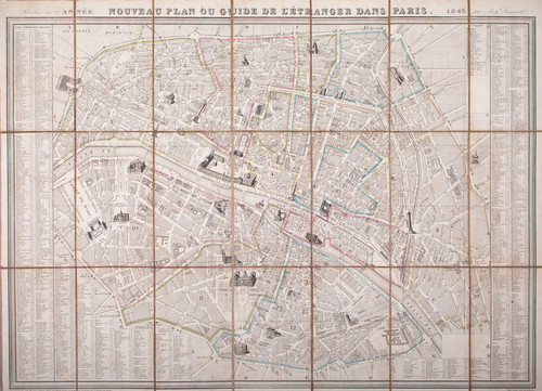 French Paris map Logerot Paris 1843 guide de l'etranger ...