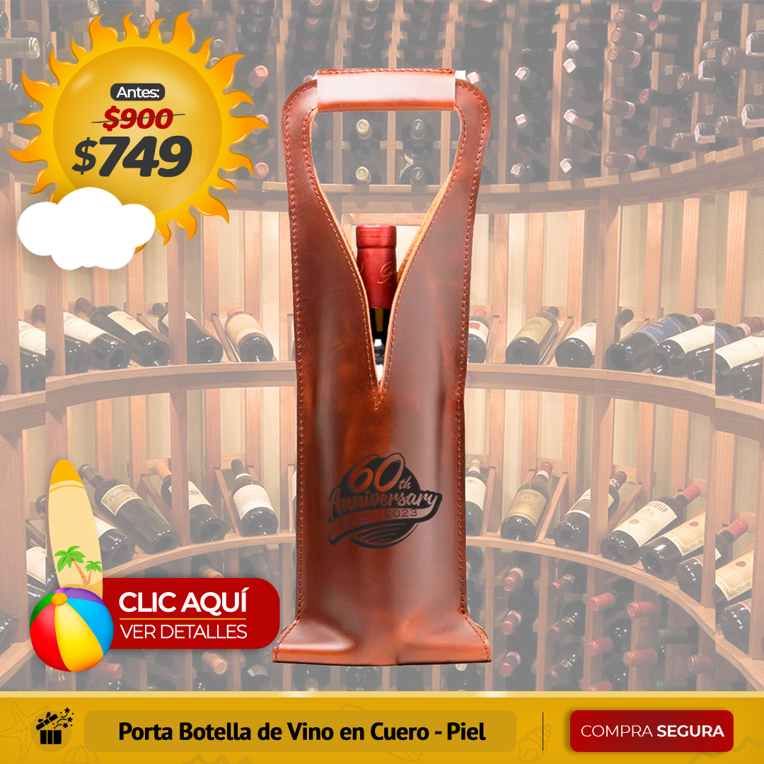 Porta Botella de Vino en Cuero - Autentica Piel. | Rex Monterrey